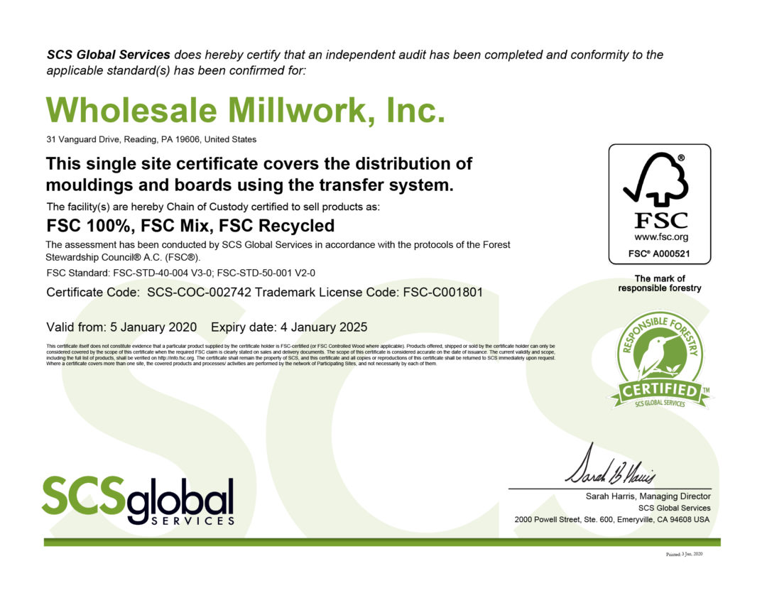 FSC Certifications | WholesaleMillwork
